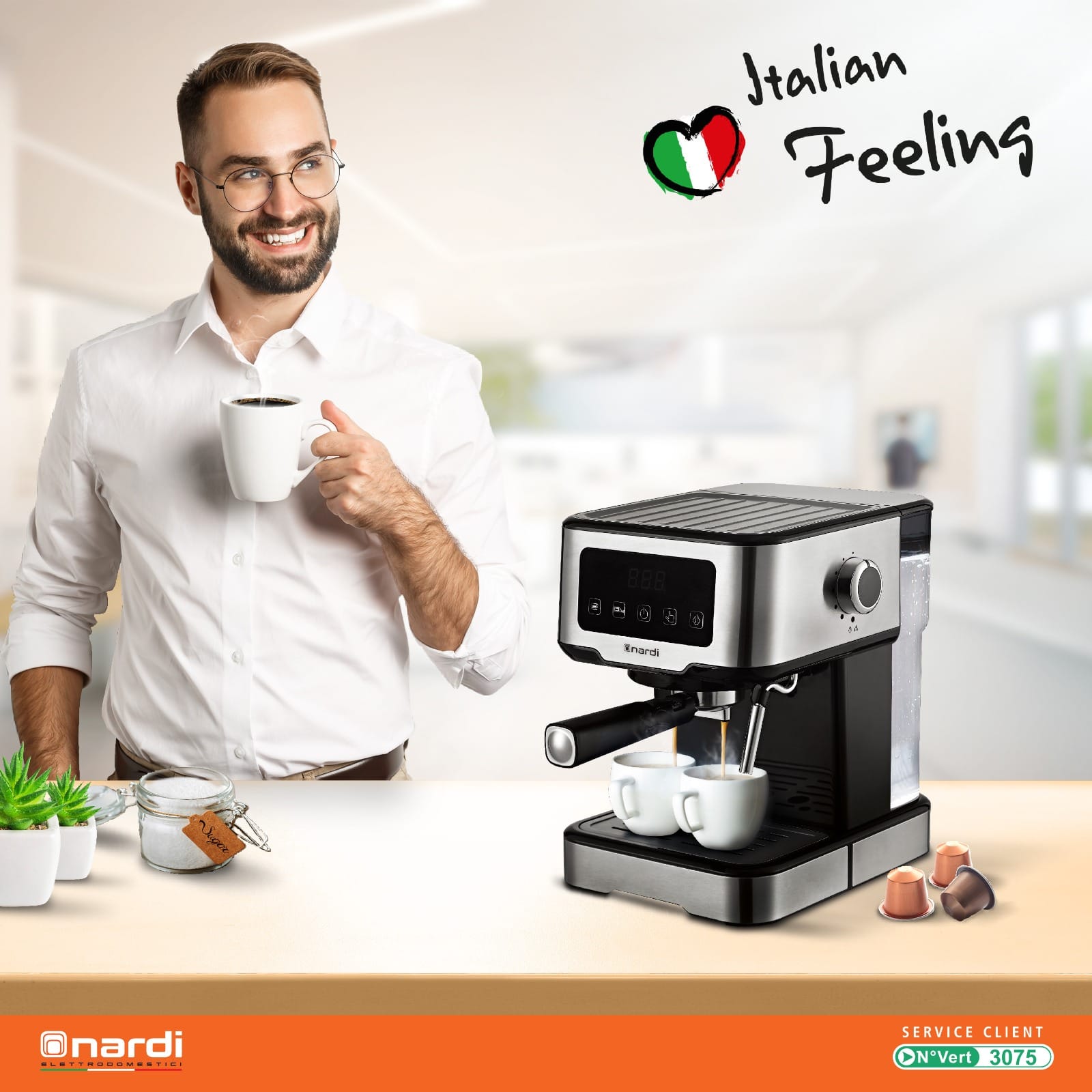 NARDI Machine à Café 2 en 1 Capsules et Café Moulu-Afficheur Tactile ...